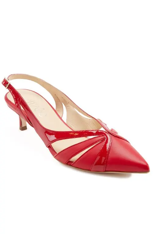 ELIZEE Portia Pump Leather Slingback Kitten Heels - Crimson