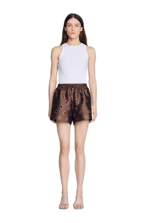 Sandro Distressed Rhinestone Shorts