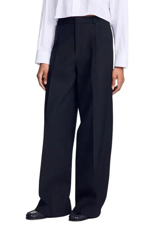 Sandro Striped Wide-leg Trousers
