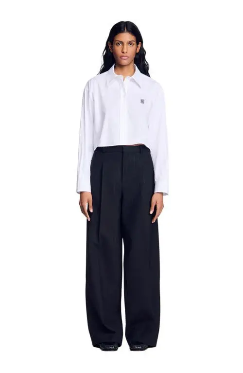 Sandro Striped Wide-leg Trousers