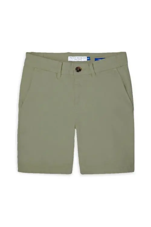 PETER MANNING NYC Stretch Chino Shorts 7 Inch - Olive
