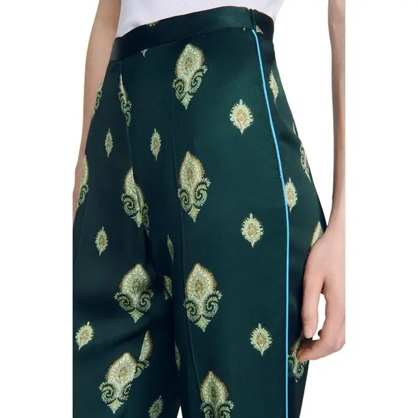 Sandro Paisley-print Floaty Trousers - Green