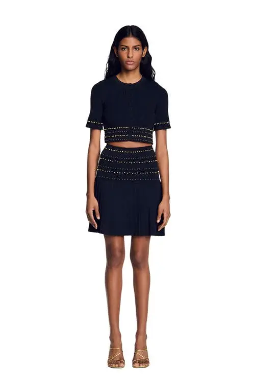 Sandro Cropped Cardigan - Black