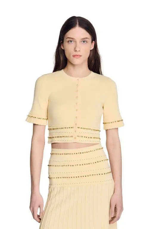 Sandro Cropped Cardigan With Tassels
