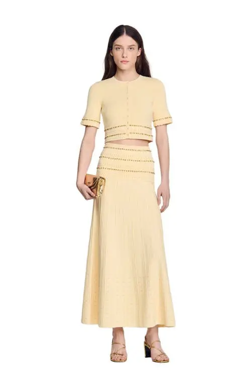 Sandro Cropped Cardigan With Tassels