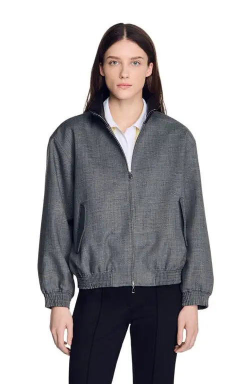 Sandro Oversized Leather-collar Jacket