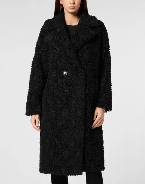 Philipp Plein Long Monogram Coat - Black