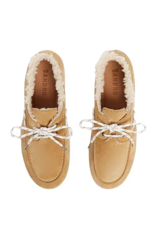 Sandro Shearling Boat Shoes