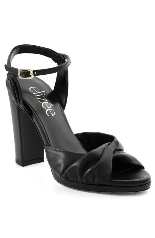 ELIZEE Simone Sandal Leather Platform Heel - Black