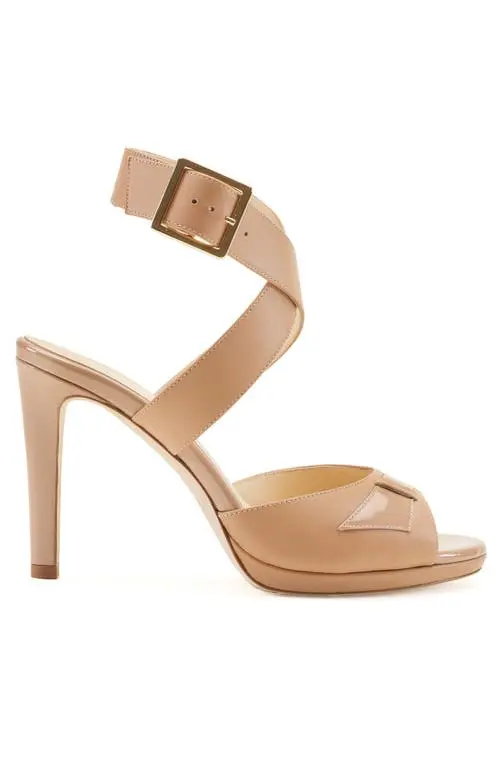 ELIZEE Fiorella Sandal Leather Platform Heels - Dark Caramel