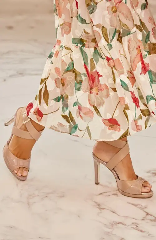 ELIZEE Fiorella Sandal Leather Platform Heels - Dark Caramel