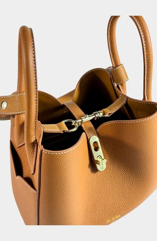 MI BOLSA LONDON Genuine Pebble Leather Shoulder Bag