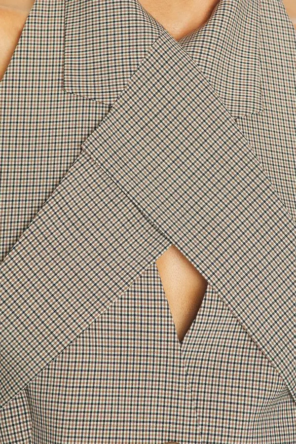 Monse Cross Lapel Vest Jacket - Brown Multi