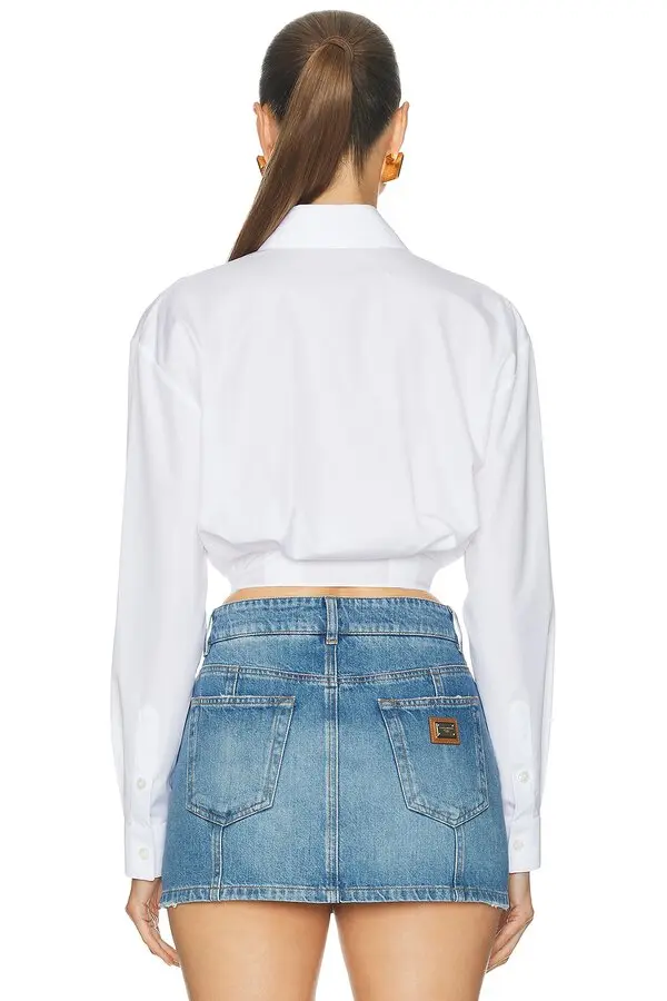 Dolce & Gabbana Cropped Poplin Button-up Top - Optical White