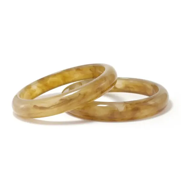 HYE JANE JEWELRY Green / Brown Acacia Marbled Resin Duo Bangle Set - Green/brown