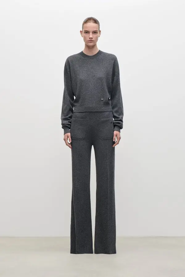 Victoria Beckham Alina Knitted Trousers - Dark Grey