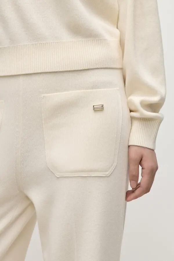 Victoria Beckham Alina Wide Leg Knit Trousers - Ivory