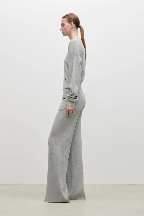 Victoria Beckham Alina Knitted Trouser - Light Grey