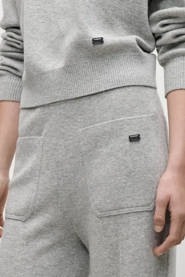 Victoria Beckham Alina Knitted Trouser - Light Grey