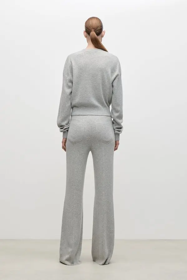 Victoria Beckham Alina Knitted Trouser - Light Grey