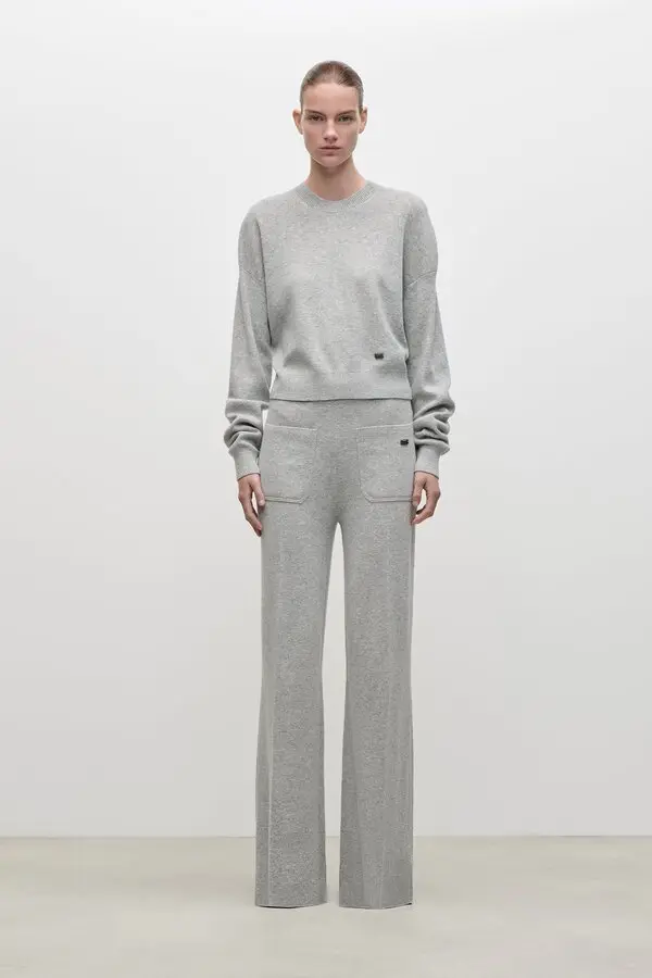 Victoria Beckham Alina Knitted Trousers - Light Grey