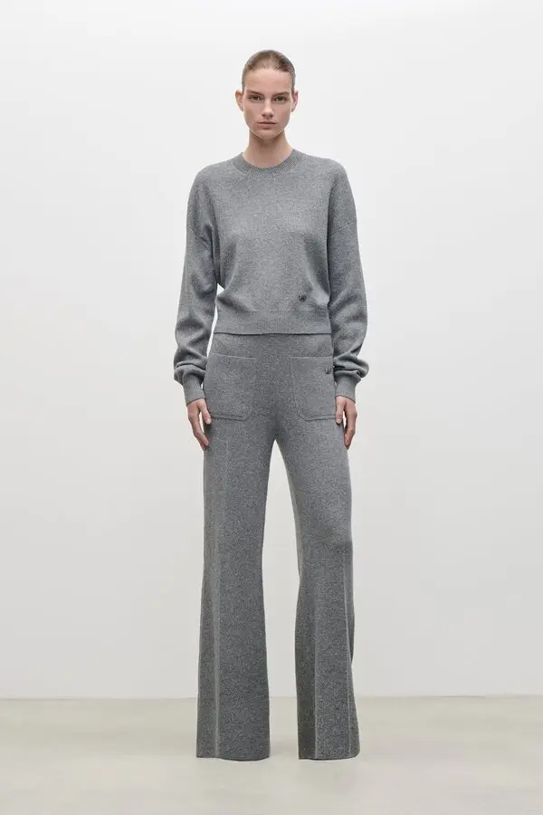 Victoria Beckham Alina Knitted Trousers - Mid Grey