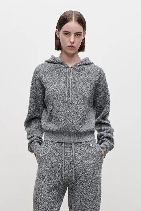 Victoria Beckham Merino Wool & Cashmere Hoodie - Mid Grey