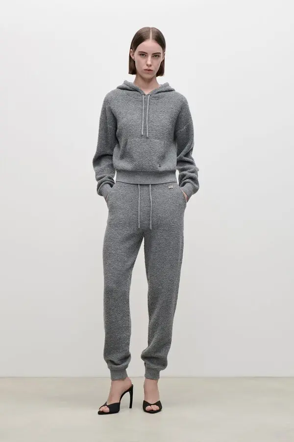 Victoria Beckham Merino Wool & Cashmere Hoodie - Mid Grey