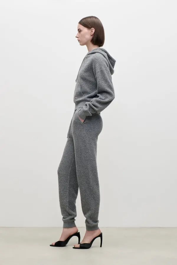 Victoria Beckham Merino Wool & Cashmere Hoodie - Mid Grey