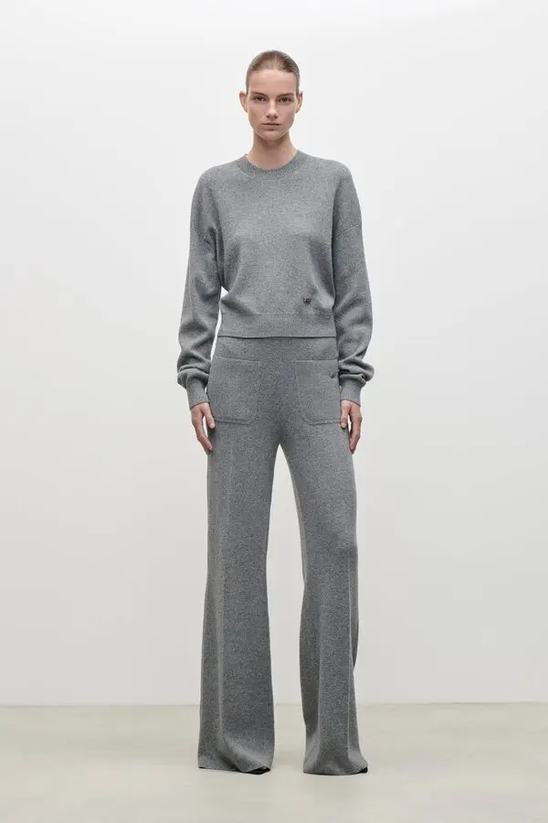 Victoria Beckham Luna Jumper In Merino Wool And Cashmere Blend - Mid Grey