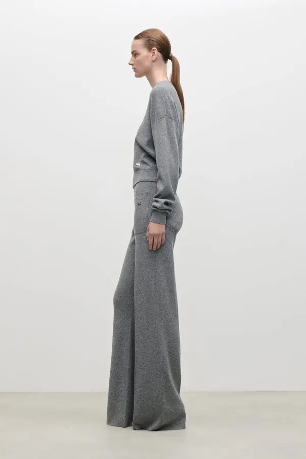 Victoria Beckham Luna Jumper In Merino Wool And Cashmere Blend - Mid Grey