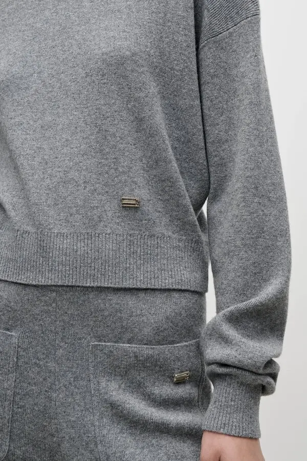 Victoria Beckham Luna Jumper In Merino Wool And Cashmere Blend - Mid Grey