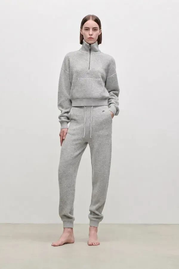 Victoria Beckham Klara Cashmere Merino Wool Joggers - Light Grey