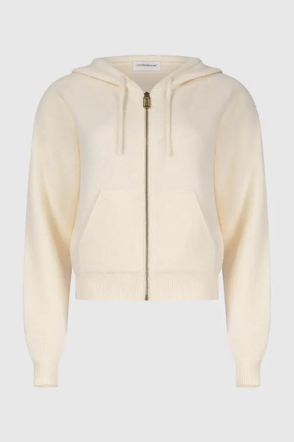 Victoria Beckham Isla Zipped Hoodie - Ivory