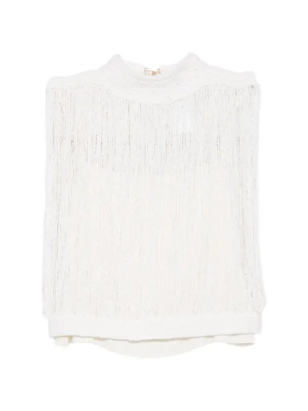 Fabiana Filippi Wool And Silk Blend High Neck Top - White