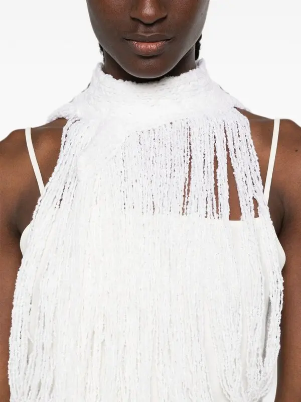 Fabiana Filippi Wool And Silk Blend High Neck Top - White