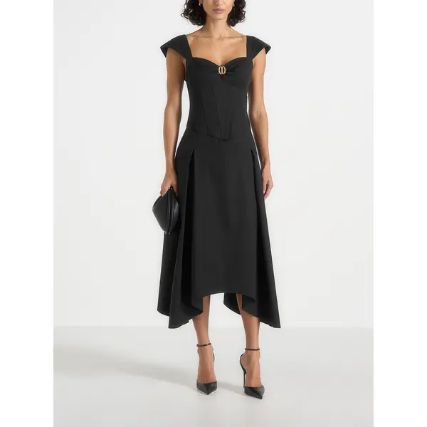 Manière De Voir Maniere De Voir Cotton Corset Midi Dress - Black