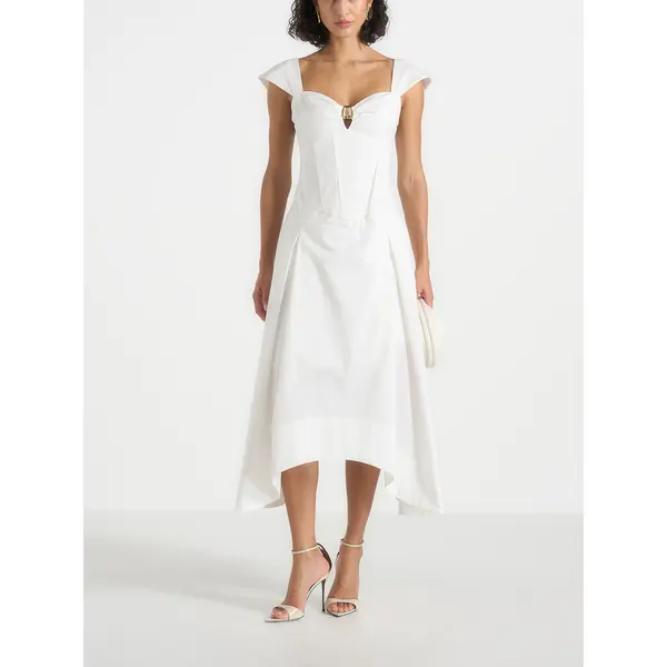 Manière De Voir Maniere De Voir Cotton Corset Midi Dress - White