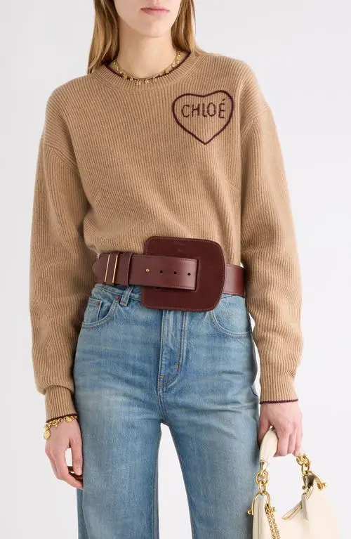 Chloé Embroidered Logo Heart Wool & Cashmere Sweater