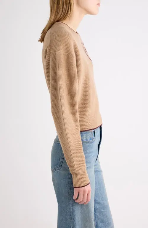 Chloé Embroidered Logo Heart Wool & Cashmere Sweater