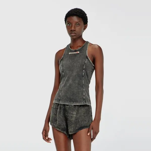 DIESEL® Cotton Treated Effect Racerback Tank Top - Grey