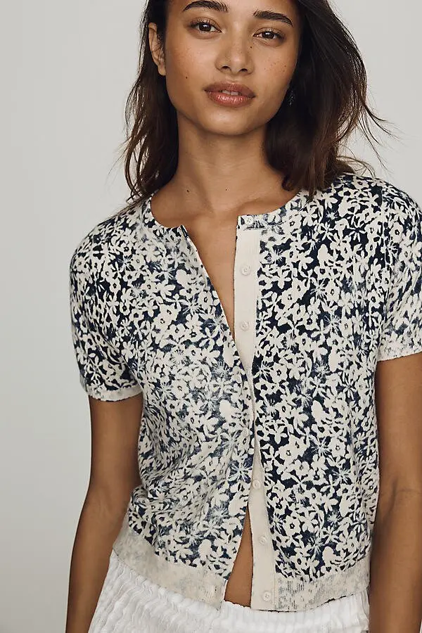 Anthropologie Short-sleeve Cardigan - Navy