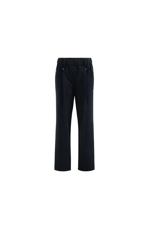 Brunello Cucinelli Stretch Cotton Baggy Pull-on Trousers With Shiny Bartack - Cobalt