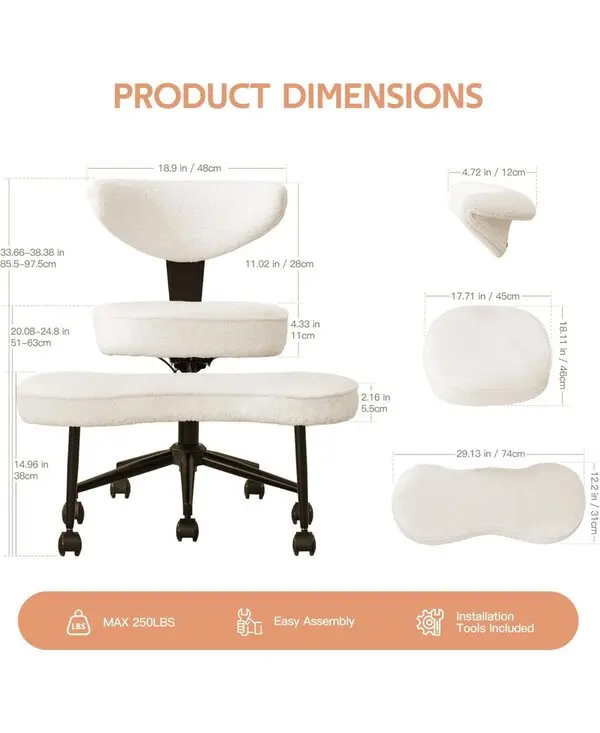 GAOMON Ergonomic Cross-legged Office Chair - Beige