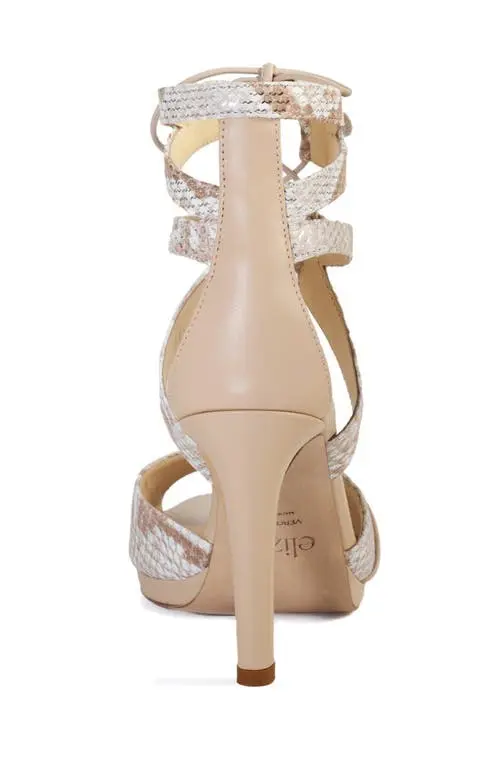 ELIZEE Ametista Sandal Leather Platform Heels - Creme Python
