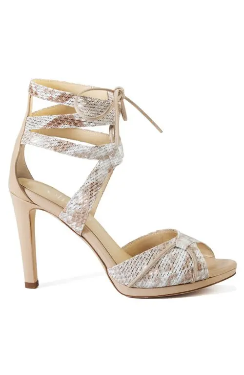 ELIZEE Ametista Sandal Leather Platform Heels - Creme Python