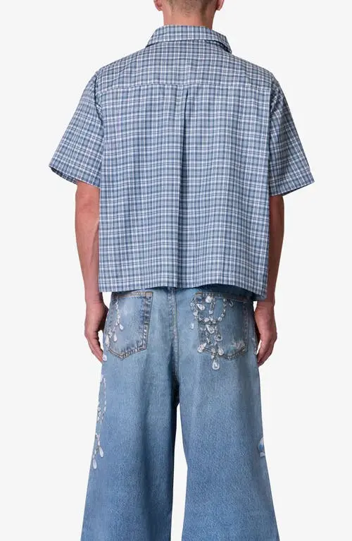 Mnml Plaid Poplin Cropped Short Sleeve Shirt
