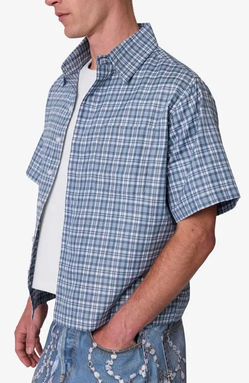 Mnml Plaid Poplin Cropped Short Sleeve Shirt