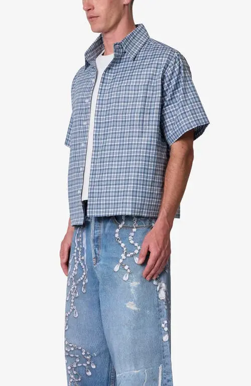 Mnml Plaid Poplin Cropped Short Sleeve Shirt