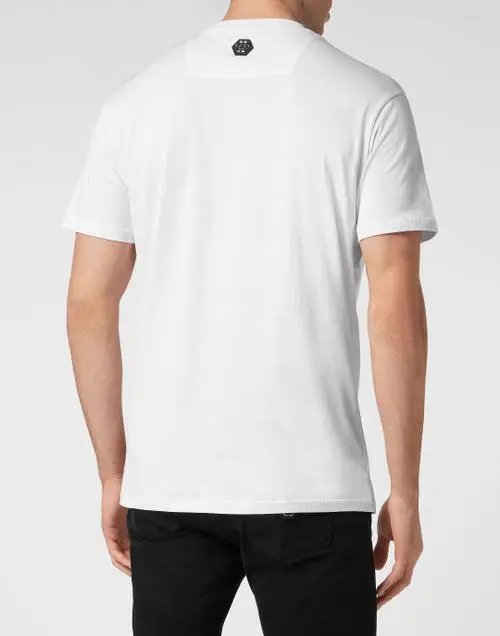 Philipp Plein T-shirt Round Neck Ss With Crystals Skull - White